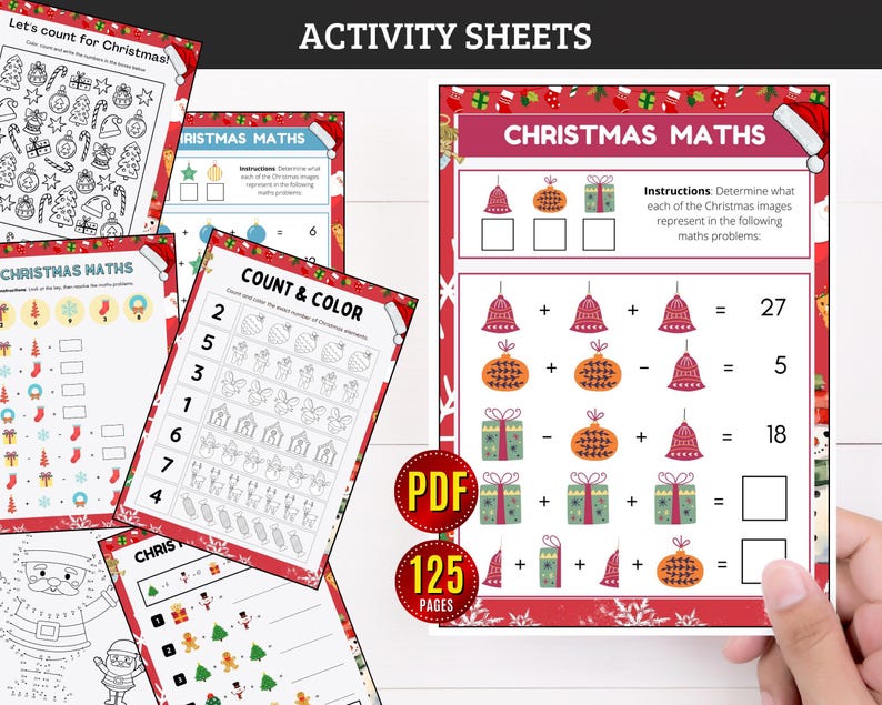 Christmas Activity Book Printable Worksheet Fun Coloring Page for Kids ...