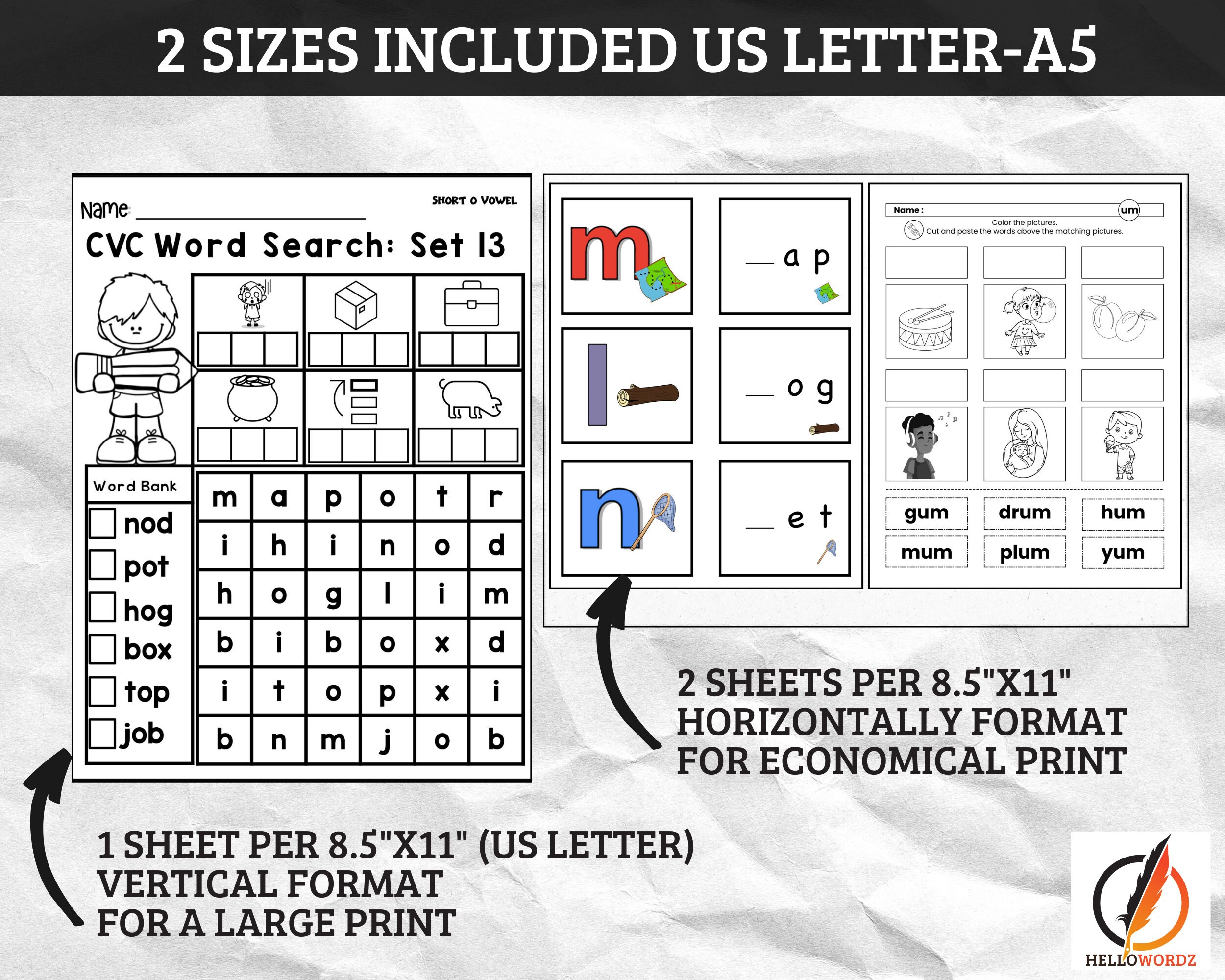 Cvc Words for Kindergarten Worksheets Games Word Search Printable CVC ...
