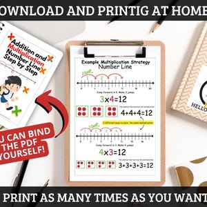 Number Line Multiplication Facts Worksheets Practice, Repeated Addition ...