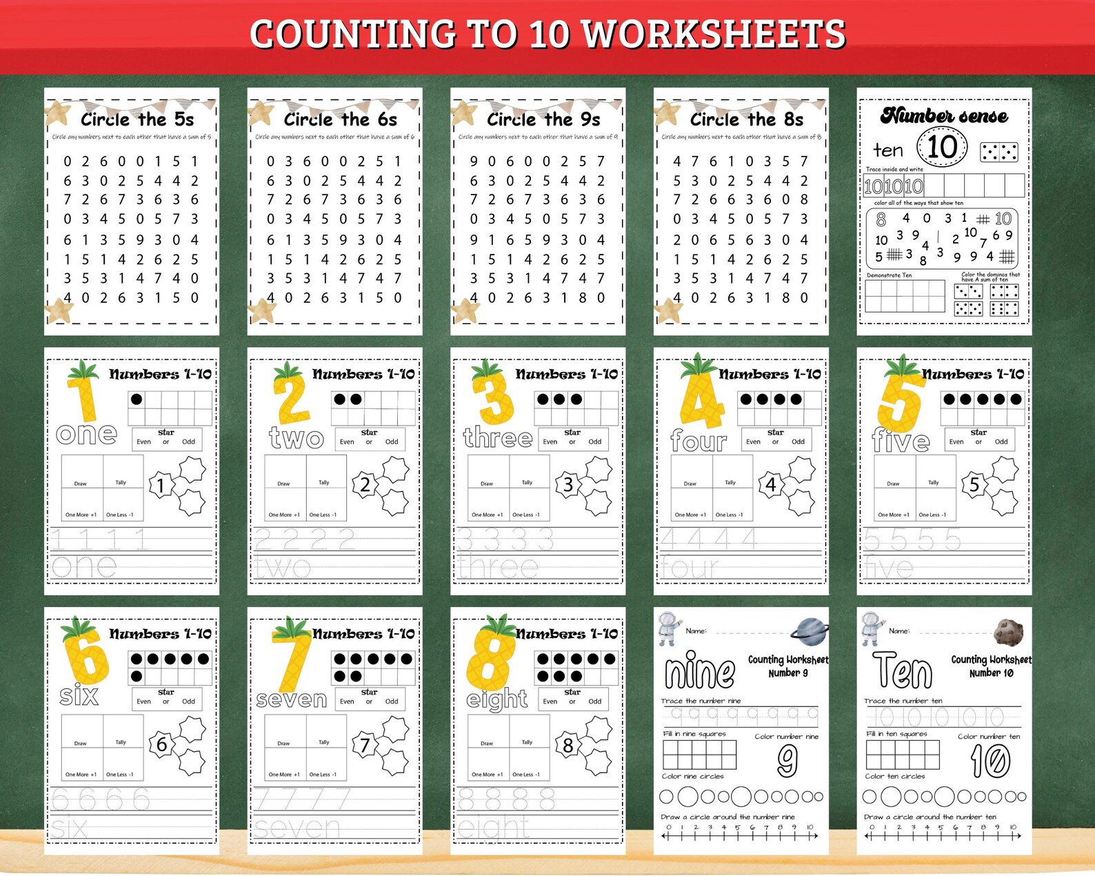 Counting to 10 Worksheets Bundle: Preschool & Kindergarten Printable ...