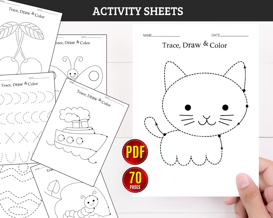 Tracing Worksheets for Kids Printable Pen Control Trace and Color Book ...