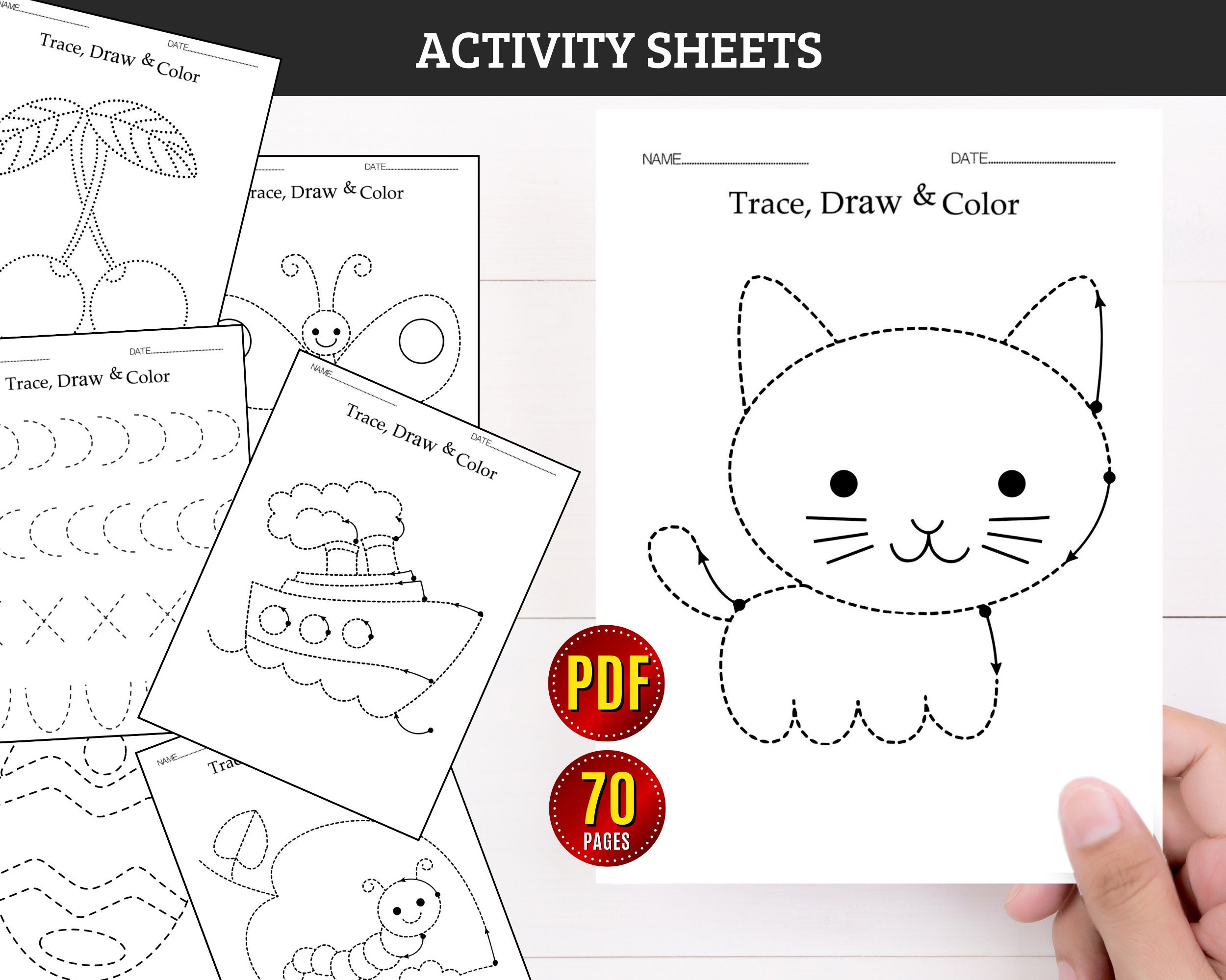 Tracing Worksheets for Kids Printable Pen Control Trace and Color Book ...