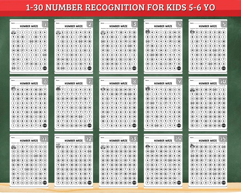 Number Recognition 1-30 Worksheet: Counting & Tracing (printable Pdf ...