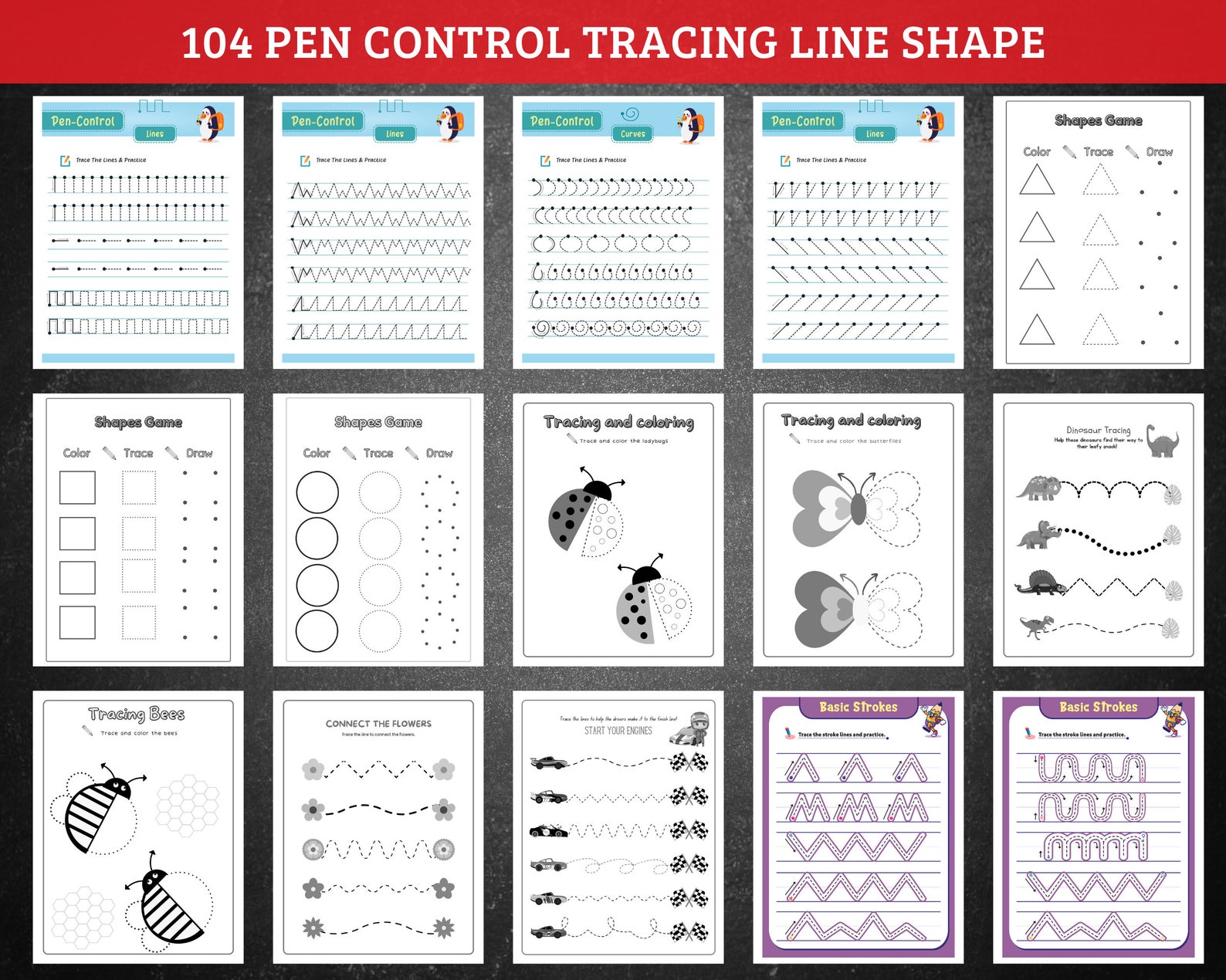 Tracing Worksheet Preschool Writing Shape Recognition, Fine Motor ...