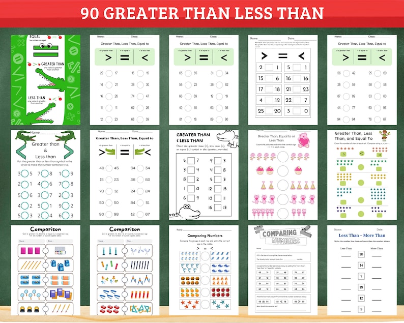 Greater Than Less Than Alligator Equal to Worksheets Comparing Numbers ...