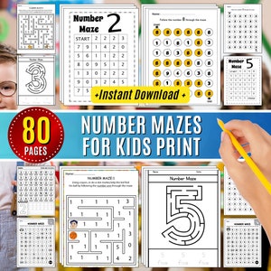 Mazes Number Games Recognition Worksheet Preschool Math Labyrinth ...