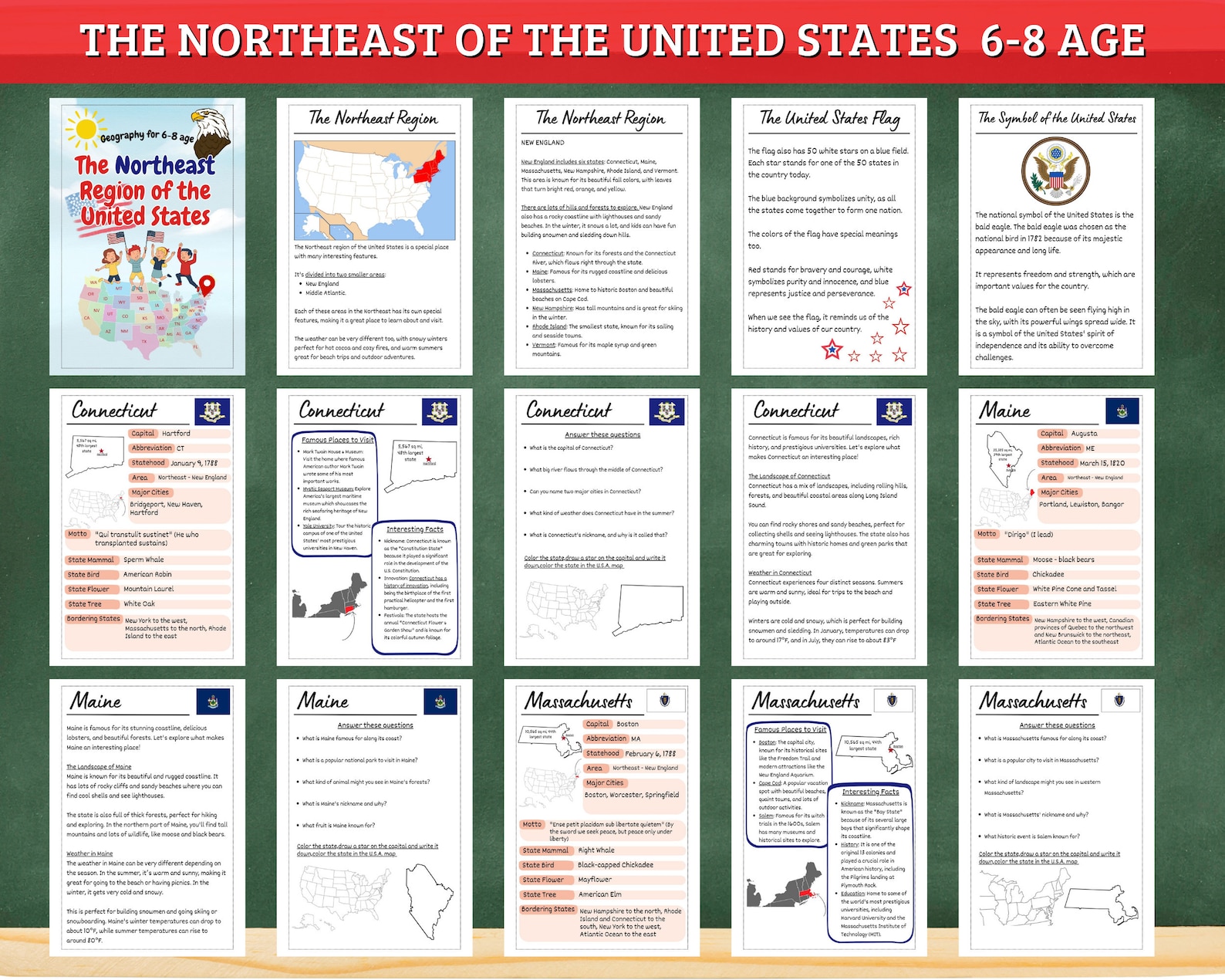 Geography United States Northeast Worksheets Teaching Study Activity ...