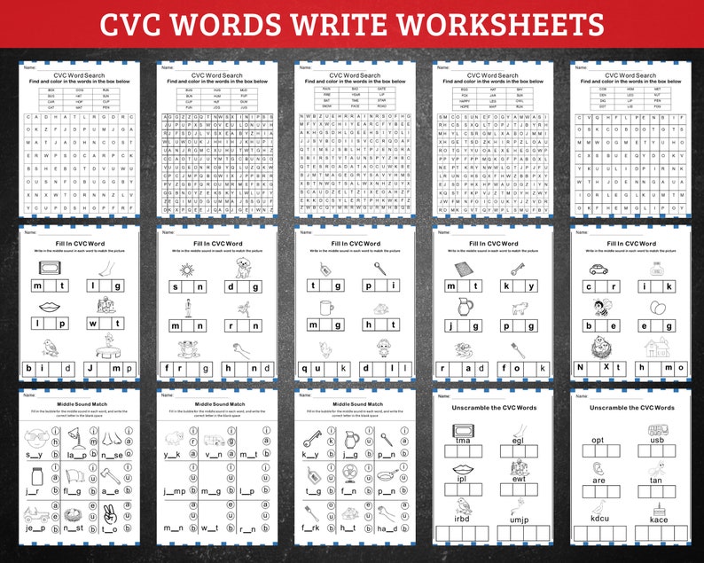 Cvc Worksheets Words Phonics, Sight Word Printable Learning CVC ...