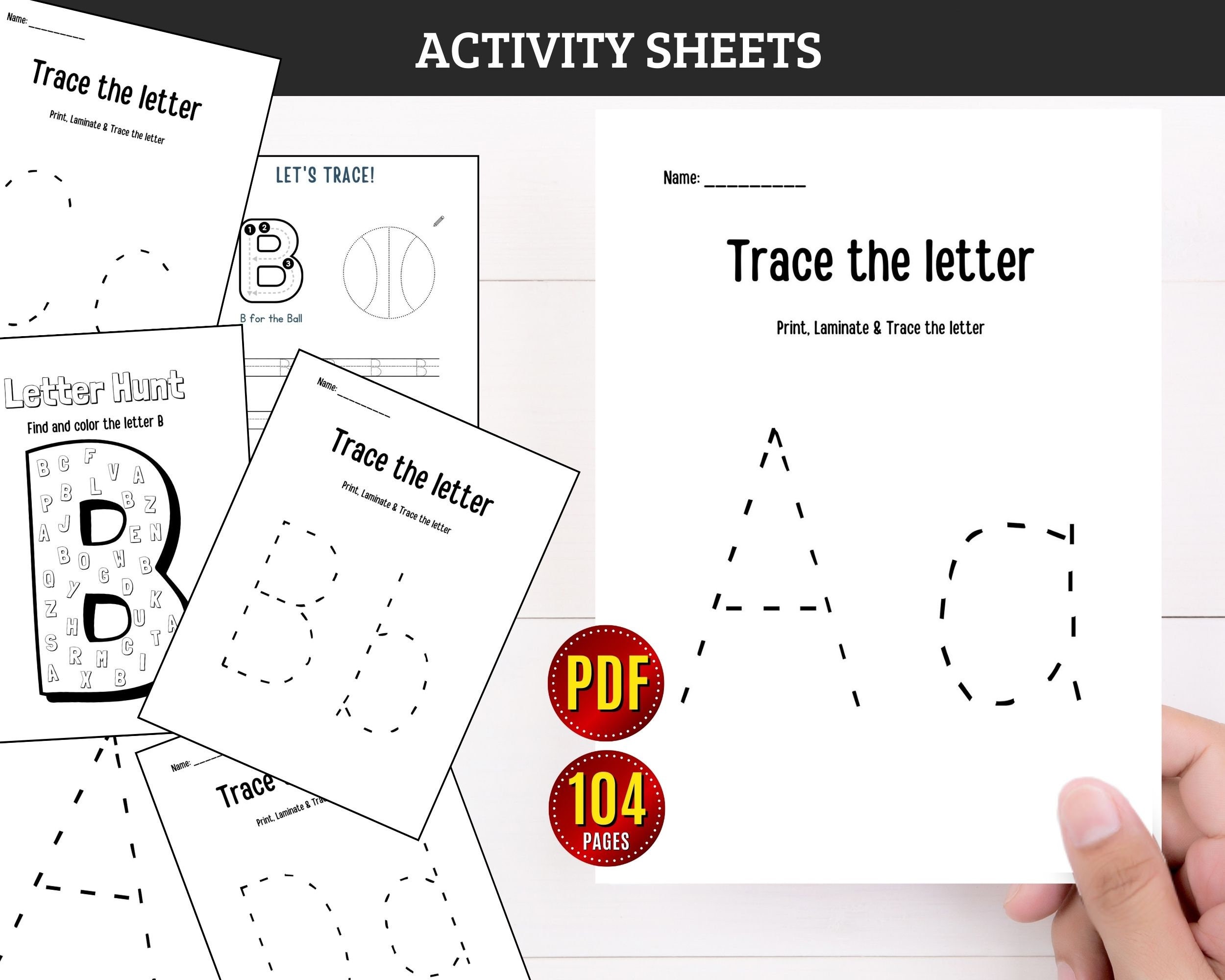 Preschool Learning Letter Worksheets Alphabet Tracing Letters ABC Color ...