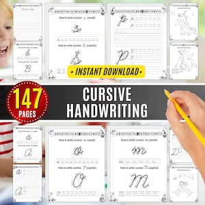 Cursive Handwriting Worksheets Practice Workbook for Kids Letter ...