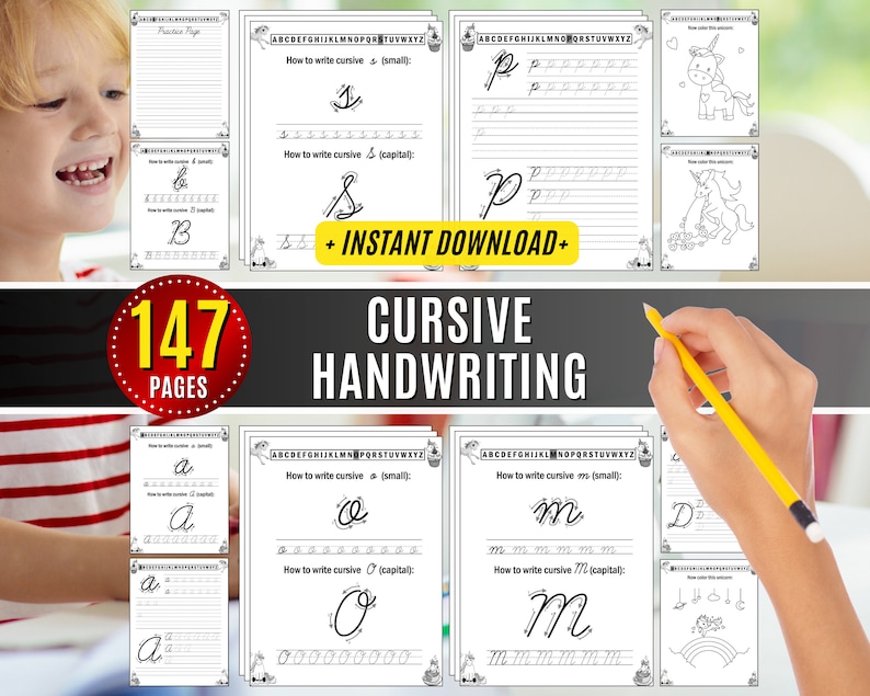 Cursive Handwriting Worksheets Practice Workbook for Kids Letter ...