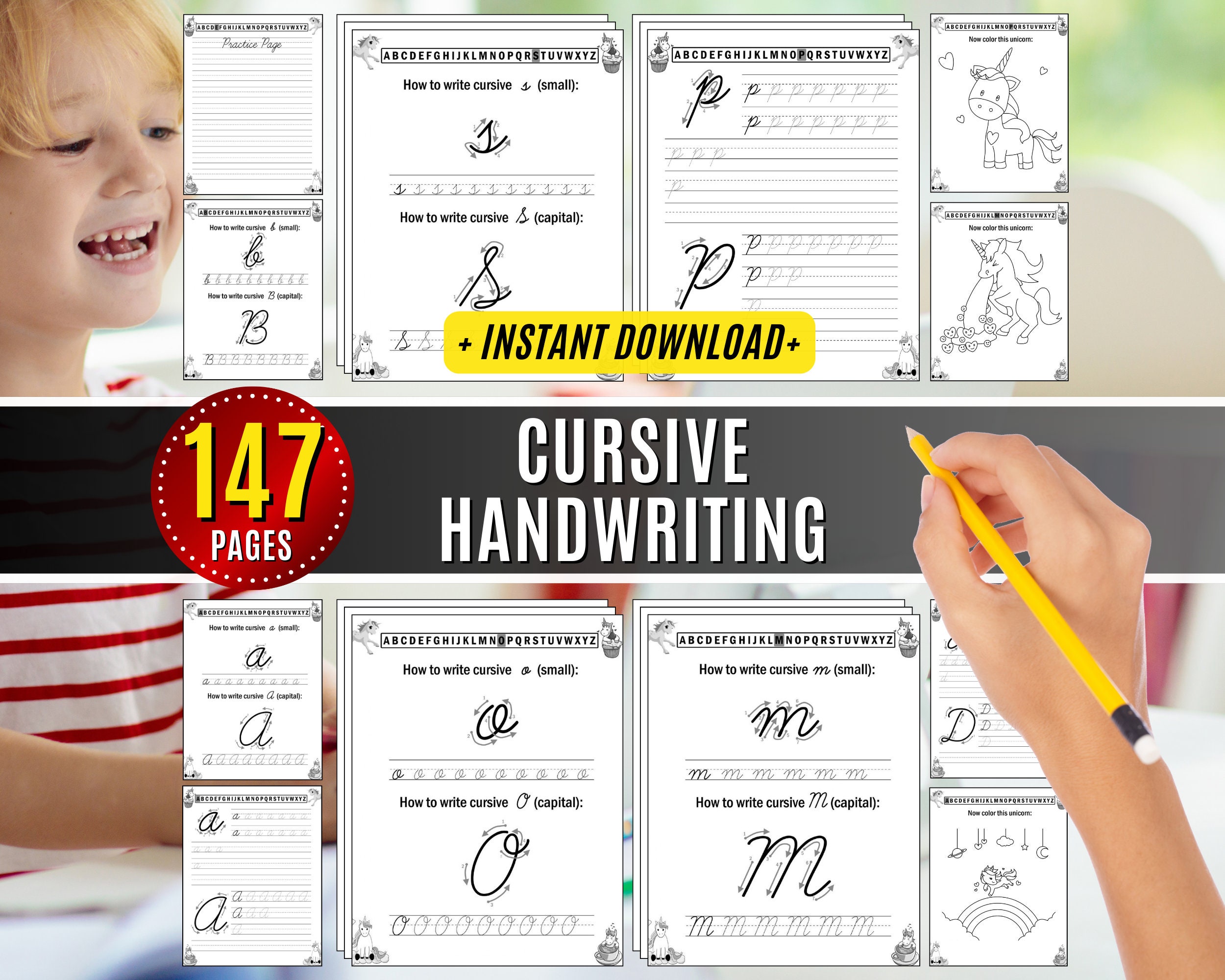 Cursive Handwriting Worksheets Practice Workbook for Kids Letter ...