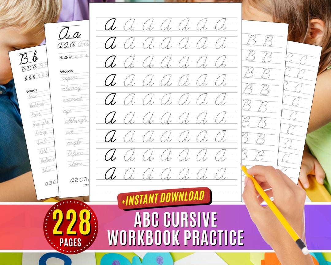 Abc Cursive Alphabet Practice Handwriting Workbook for Kids Beginners ...