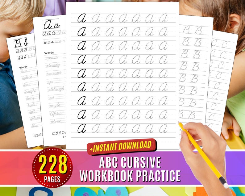 Abc Cursive Alphabet Practice Handwriting Workbook for Kids Beginners ...