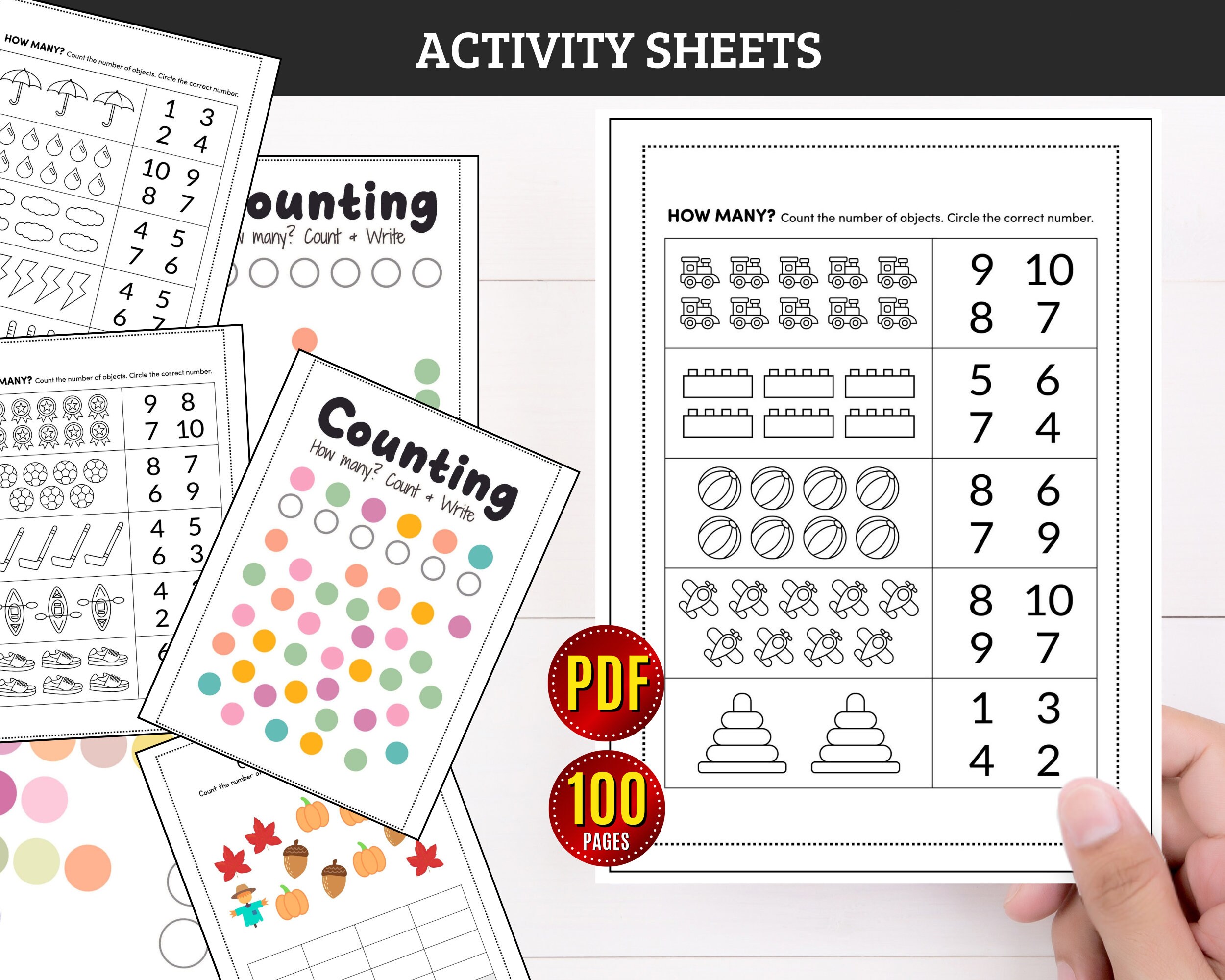 Preschool Counting Worksheets Activity for Kindergarten Counting to 10 ...