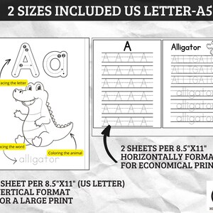 Alphabet Worksheet Animal Letters Tracing Animal Themed Words ...