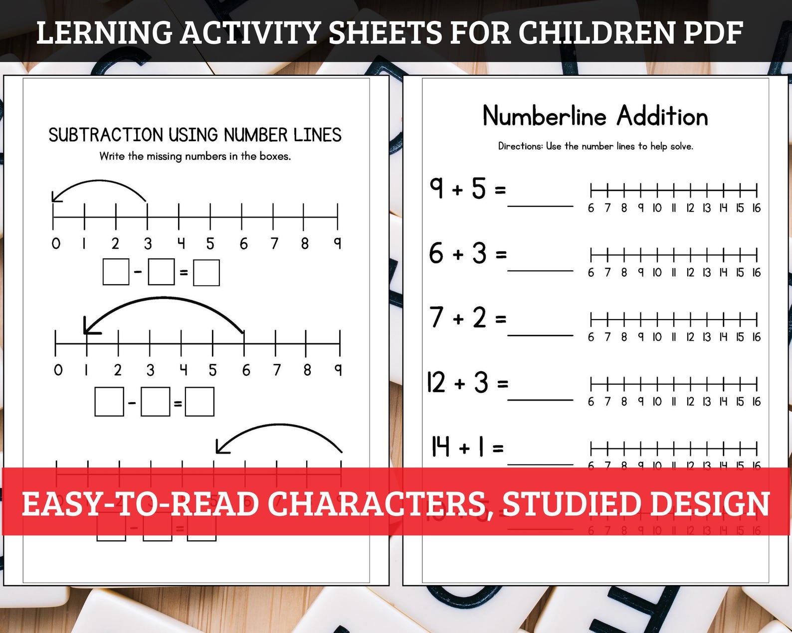 Math Number Line Addition Worksheets Add and Subtraction Practice, Skip ...