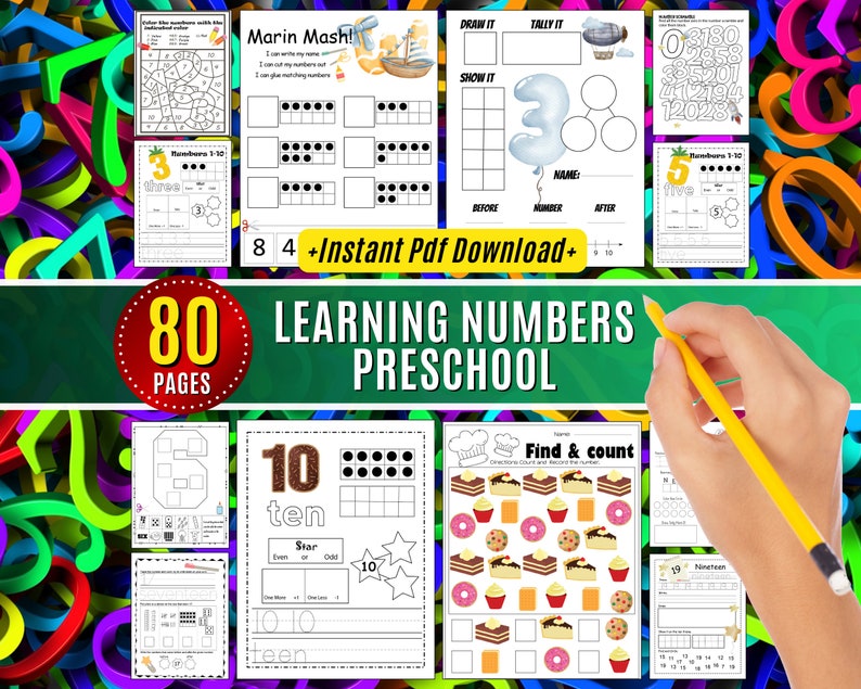 Learning Numbers Worksheets Counting Learn to Count Preschool Printable ...