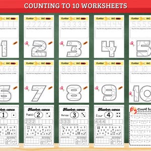 Counting to 10 Worksheets Bundle: Preschool & Kindergarten Printable ...