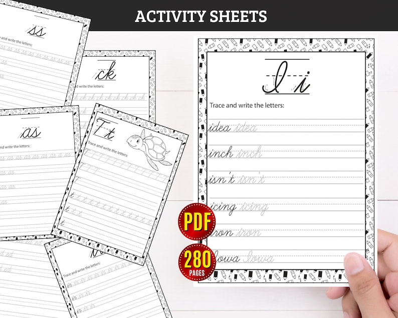Cursive Tracing Worksheets Practice Writing Letters Alphabet Learning ...