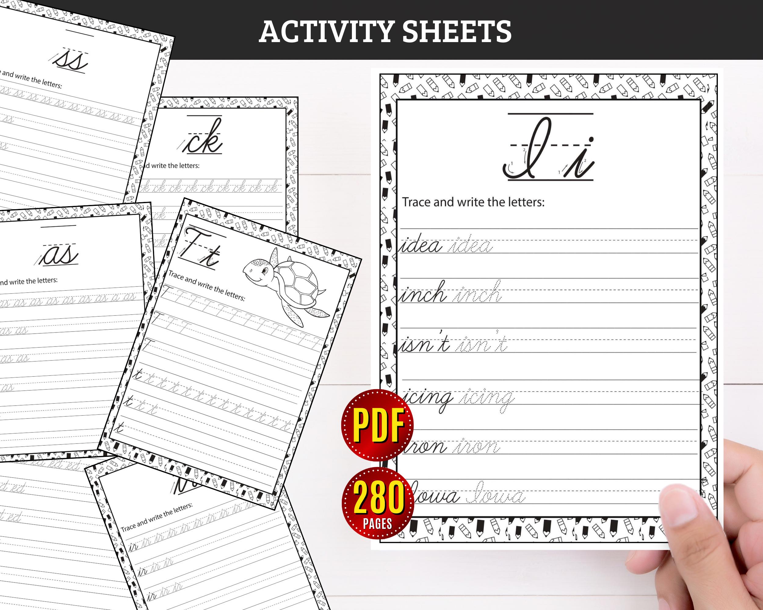 Cursive Tracing Worksheets Practice Writing Letters Alphabet Learning ...