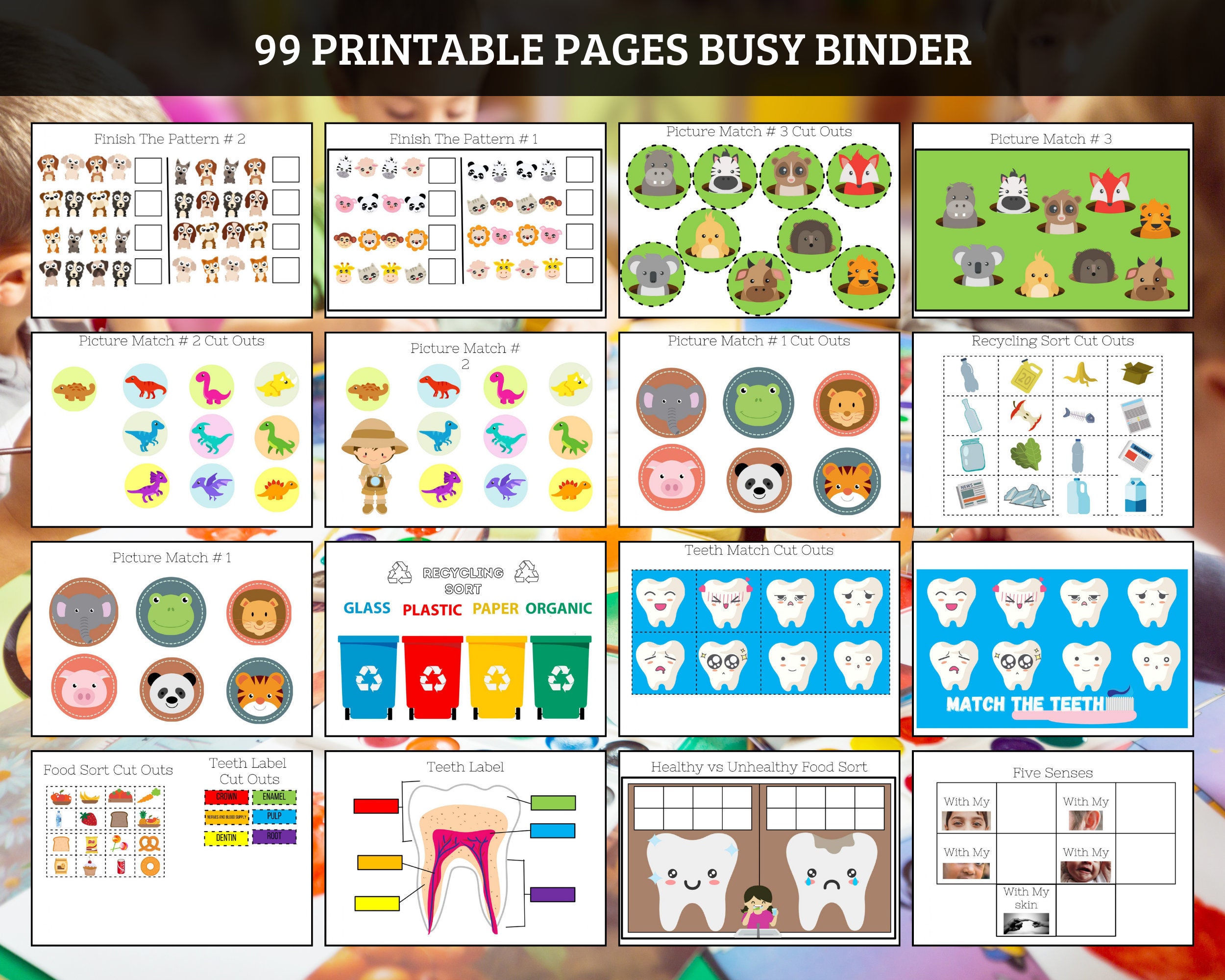 Preschool Busy Binder Worksheets Printables Educational Interactive for ...