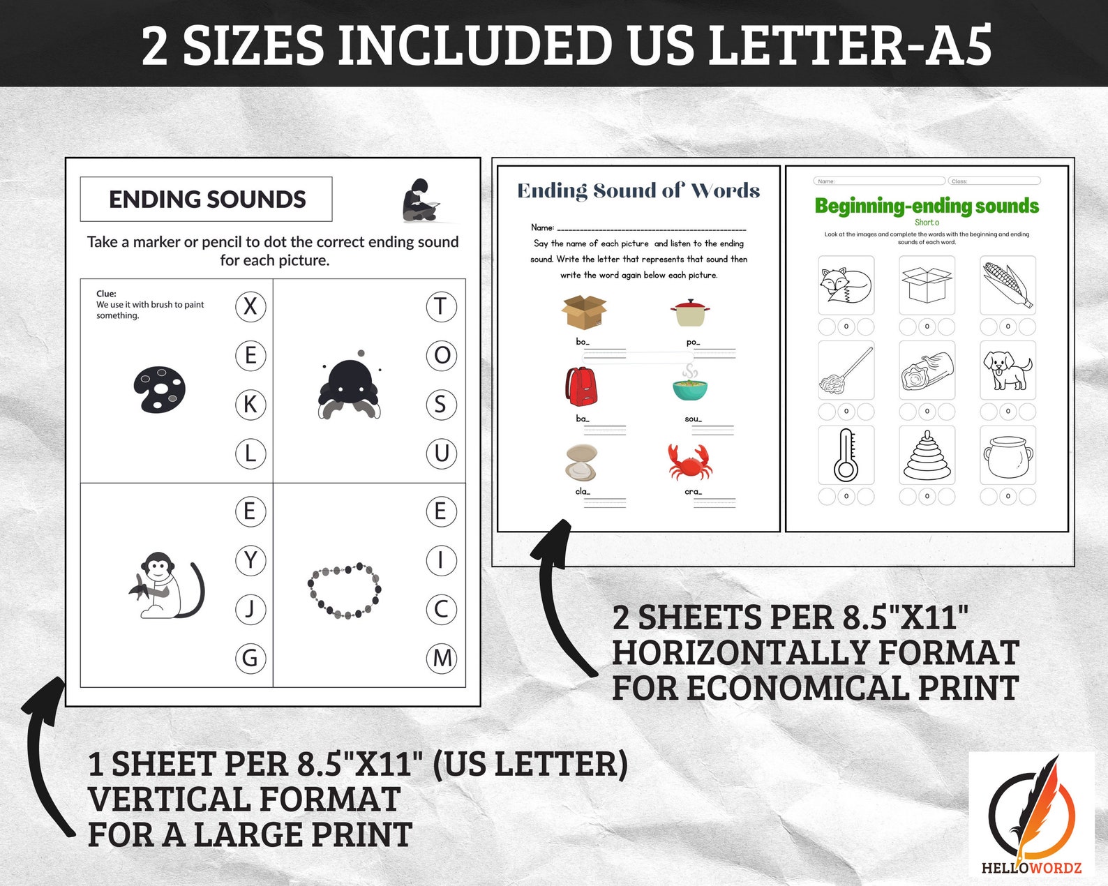 Ending Sounds Phonic Worksheets Activities Alphabet Sounds, Matching ...