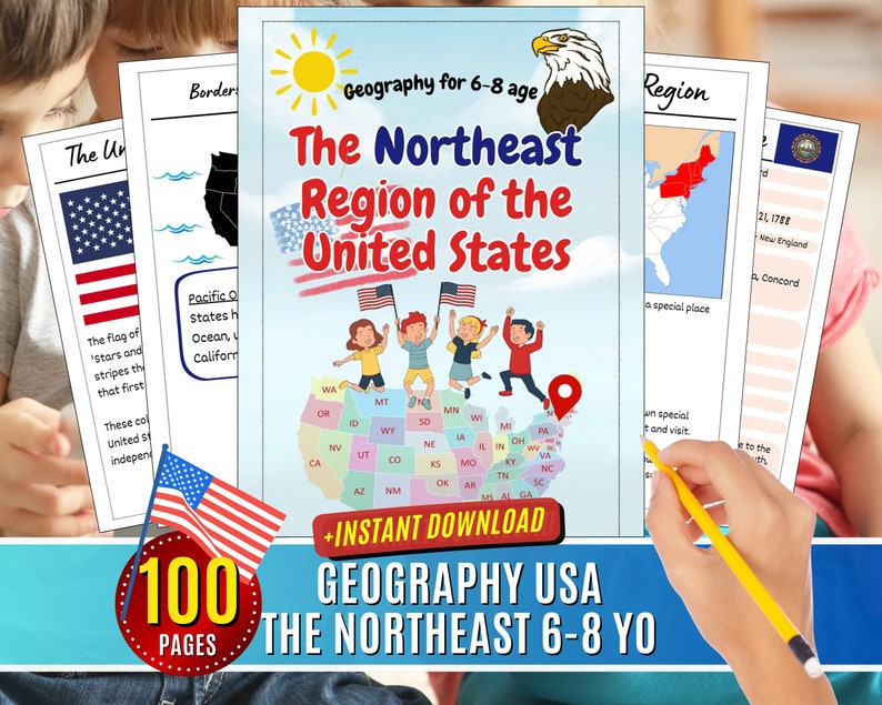 Geography United States Northeast Worksheets Teaching Study Activity ...