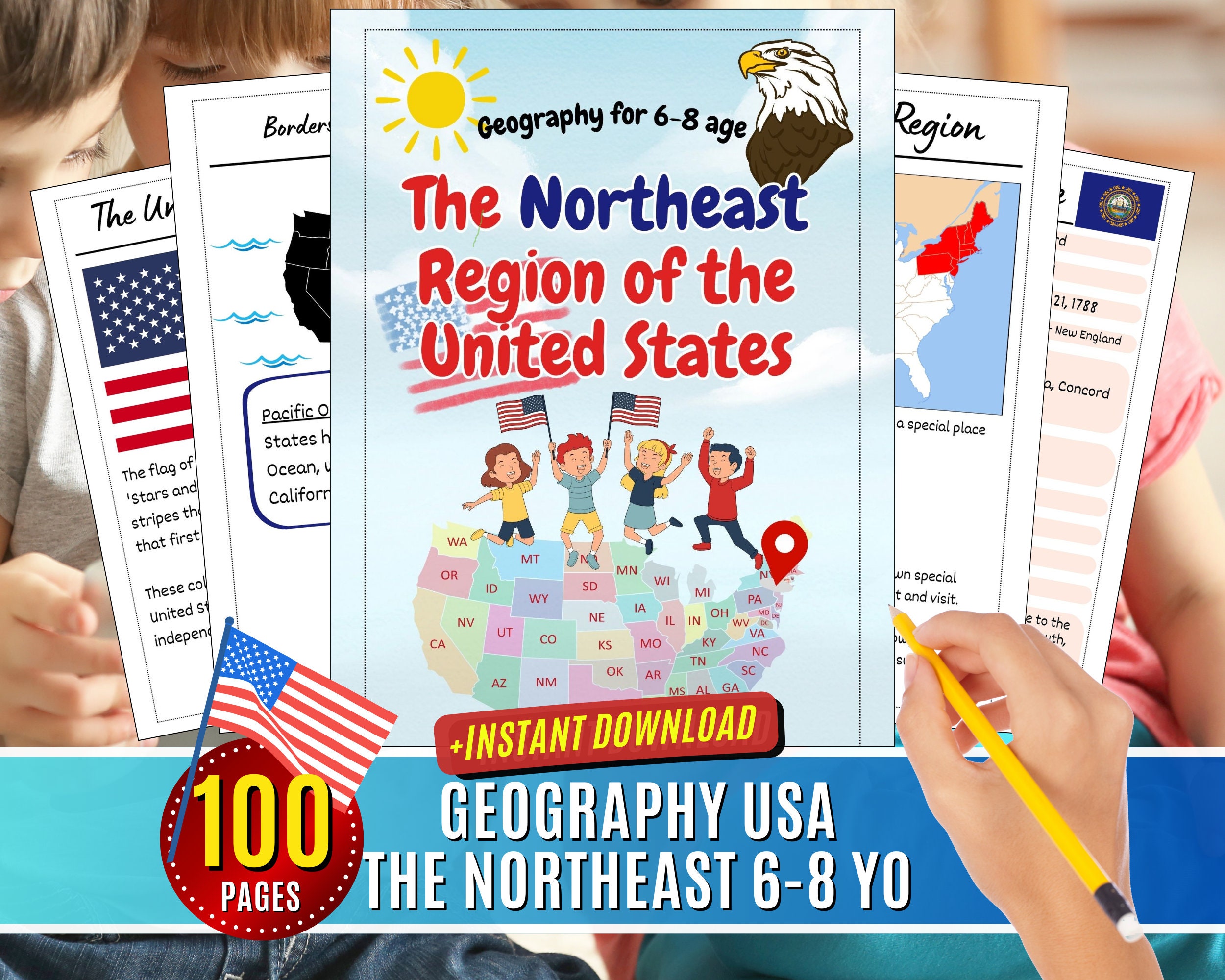 Geography United States Northeast Worksheets Teaching Study Activity ...
