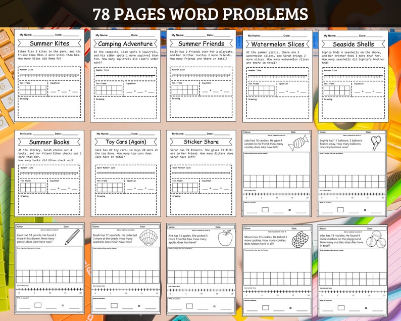 1st Grade Math Word Problems: Addition & Subtraction Worksheets ...