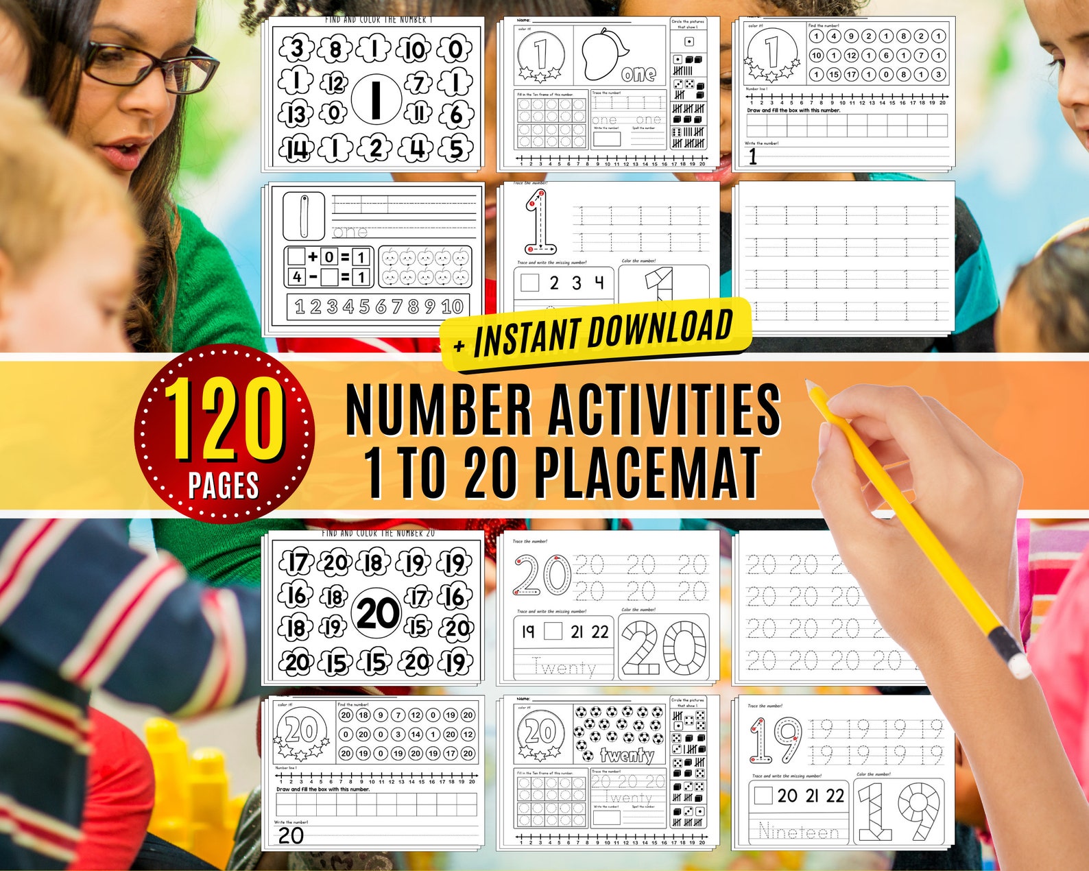 Number Activities for Kids Placemat Recognition Number Sense Math ...