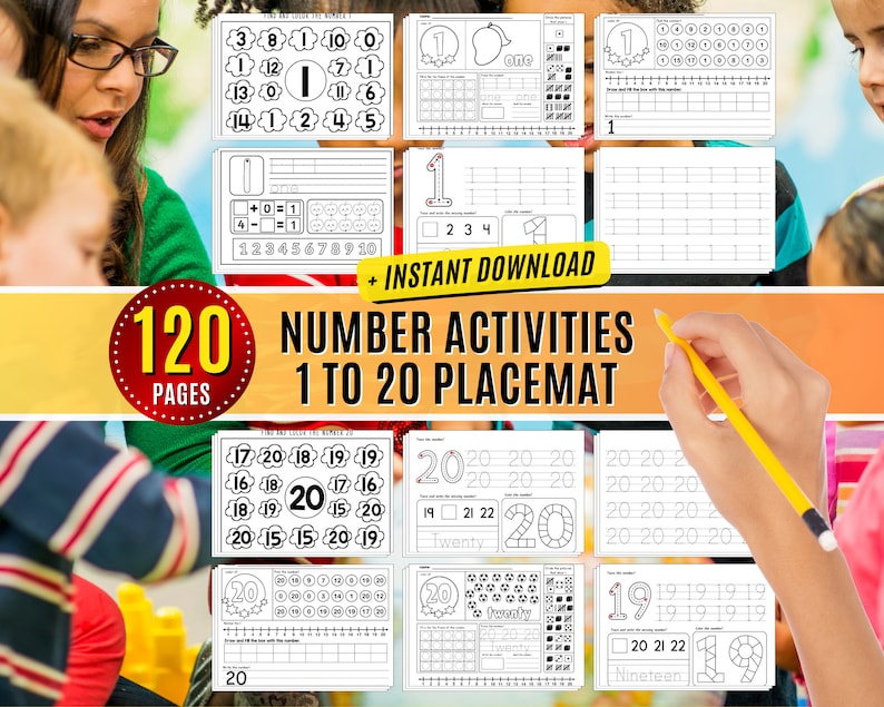 Number Activities for Kids Placemat Recognition Number Sense Math ...