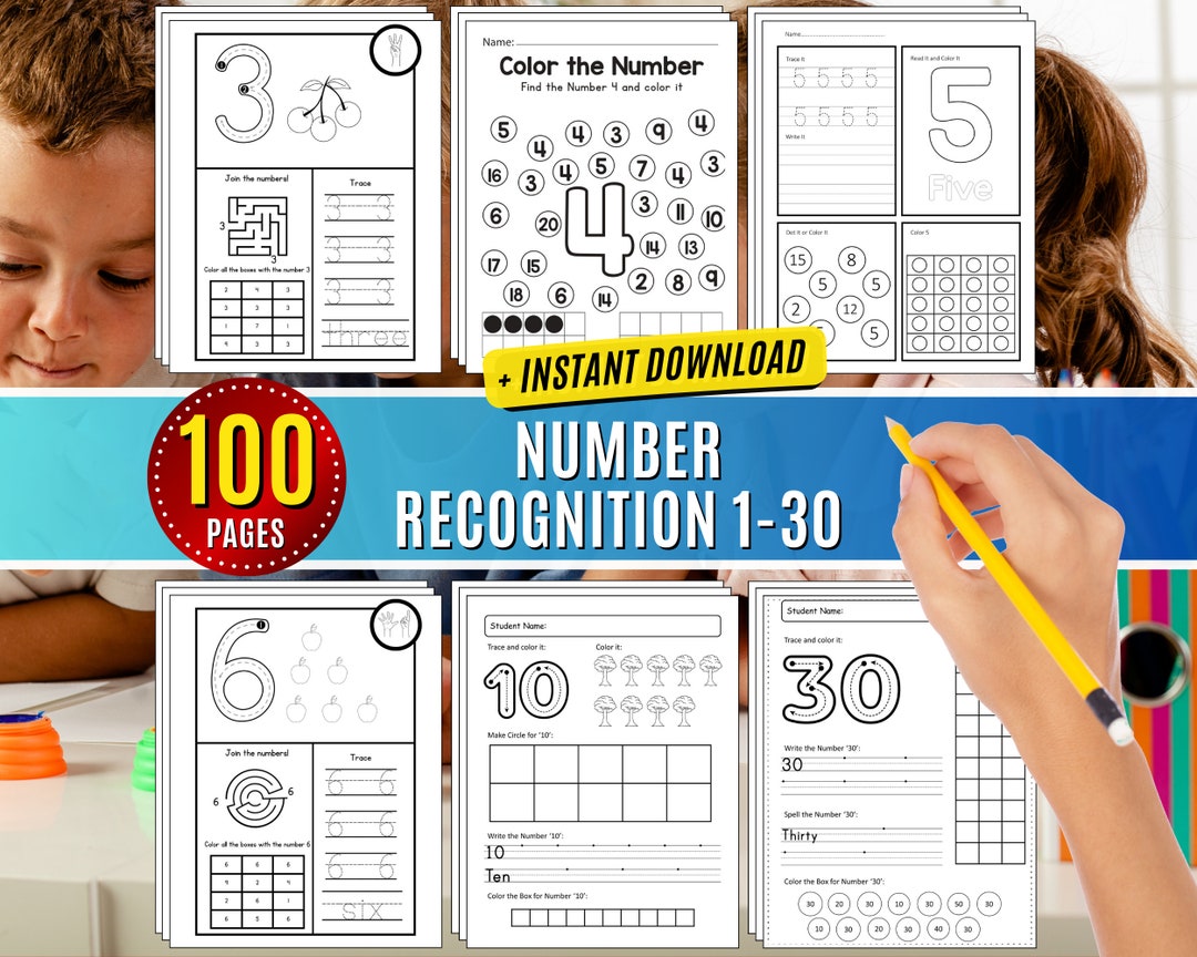 Number Recognition Count and Color Worksheet 1 to 30 Tracing Number ...