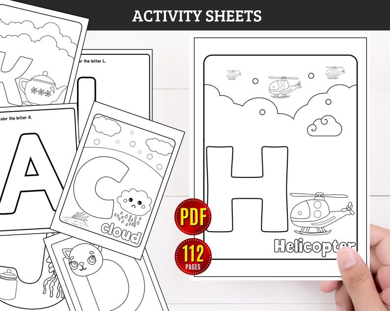 Alphabet Coloring Pages Worksheets ABC Coloring Workbook Alphabet ...