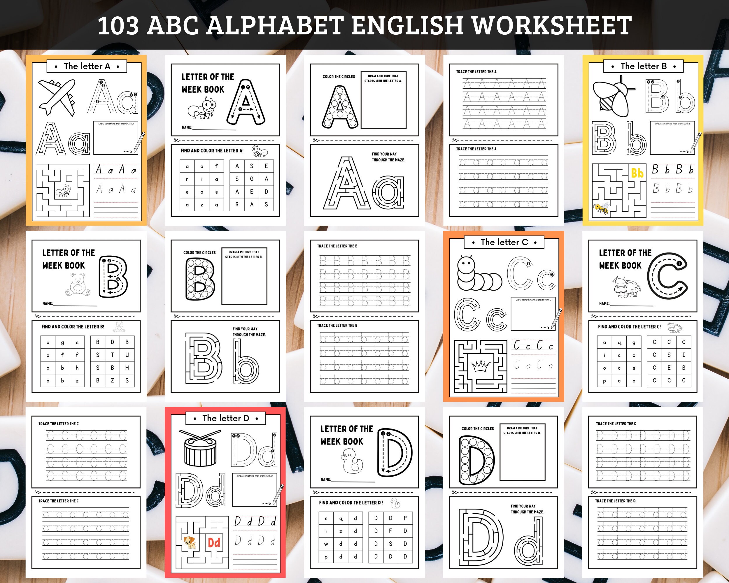 ABC Tracing Alphabet Worksheet for Kids Learning Tracing Sheets ...