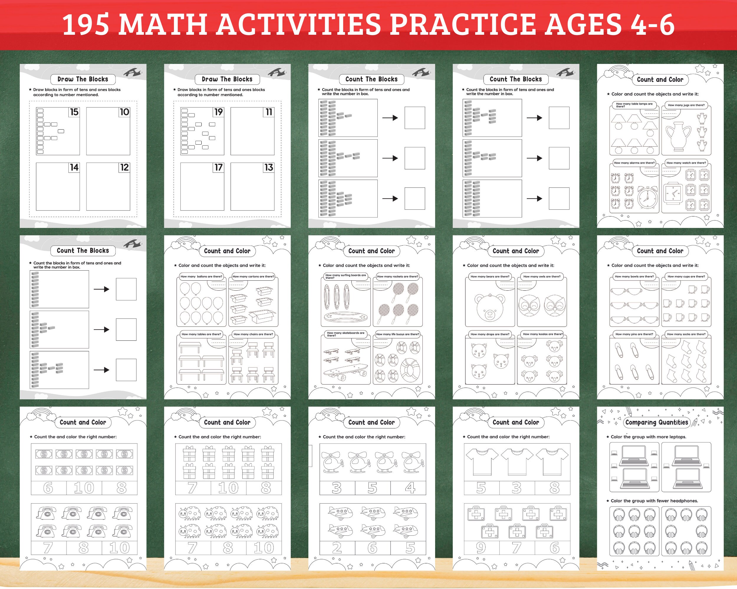 Math Worksheet Kindergarten Printable Counting Exercises Practice for ...