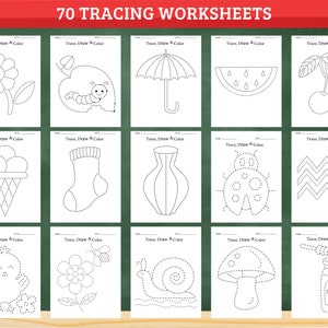 Tracing Worksheets for Kids Printable Pen Control Trace and Color Book ...