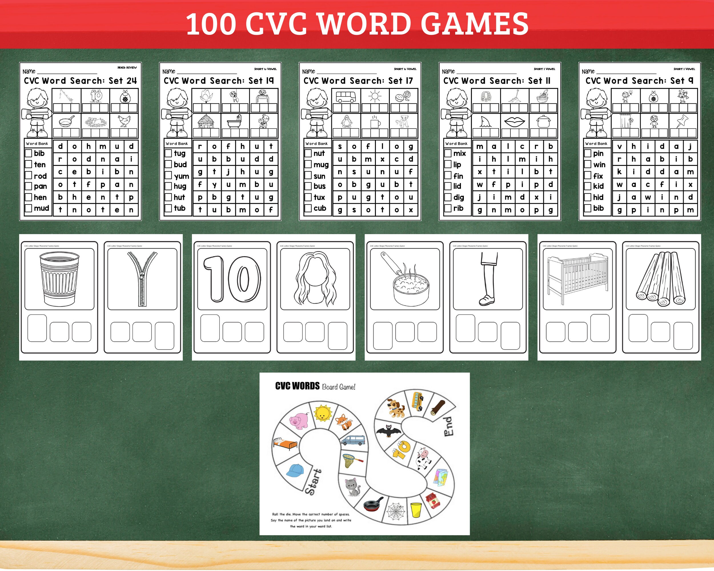 Cvc Words for Kindergarten Worksheets Games Word Search Printable CVC ...