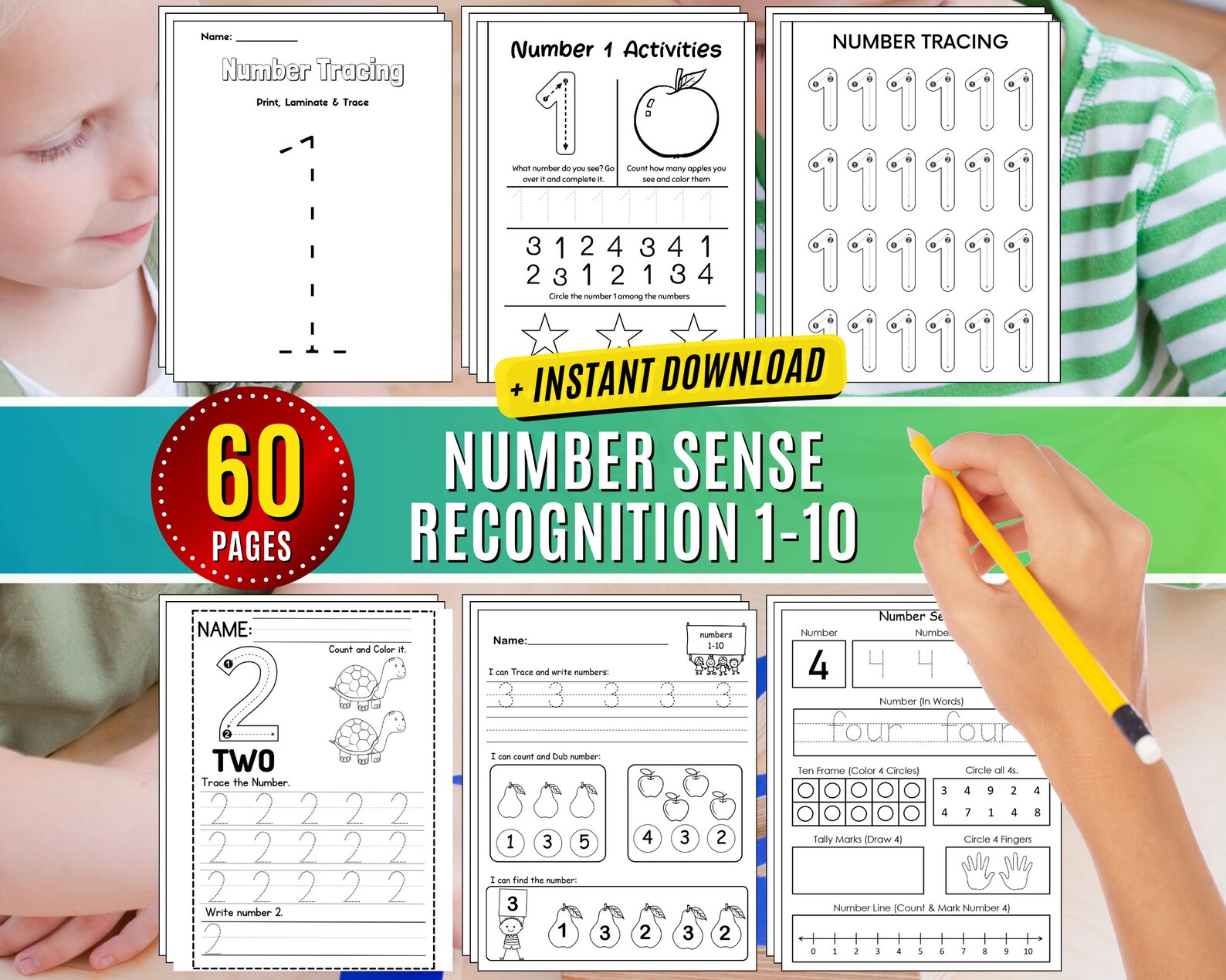 Number Activity Worksheet Number Sense Recognition, Math Learning ...