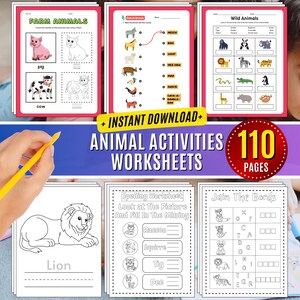 Animal Activity Alphabet Handwriting Workbook Themed Animal Coloring ...