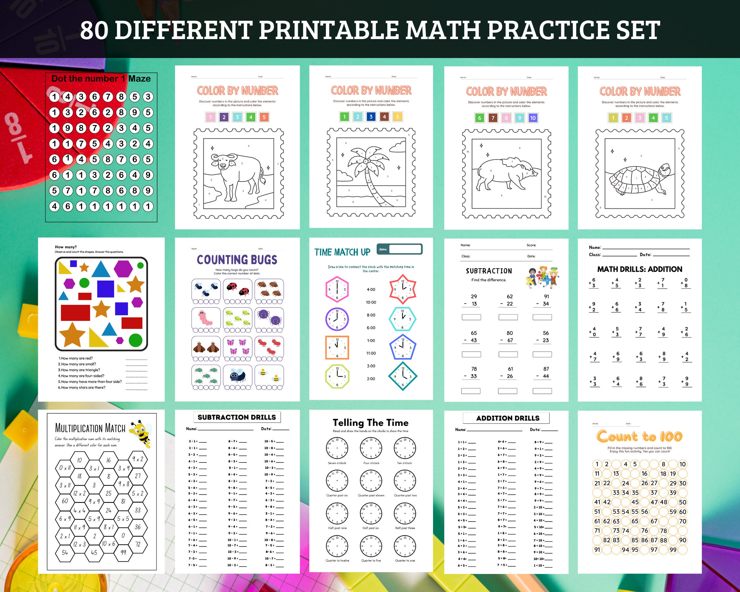 Preschool Math Worksheets 80 Printables for Number Learning & Counting ...