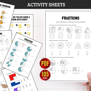 Fractions Worksheet Activities 3rd 4th Grade Printable, Learning Math ...