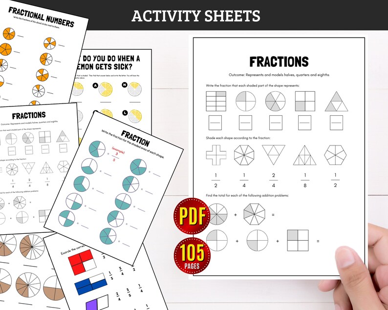 Fractions Worksheet Activities: 3rd-4th Grade Math (printable PDF) - Etsy
