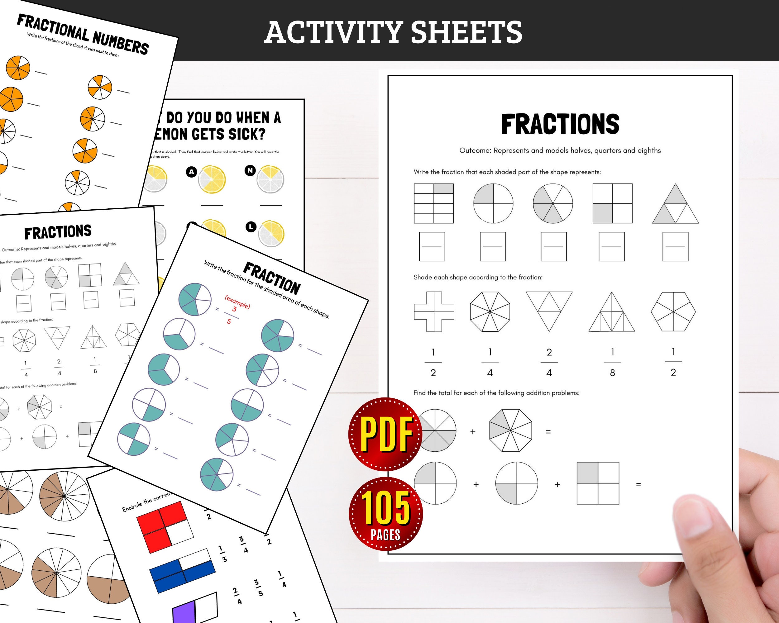 Fractions Worksheet Activities 3rd 4th Grade Printable, Learning Math ...