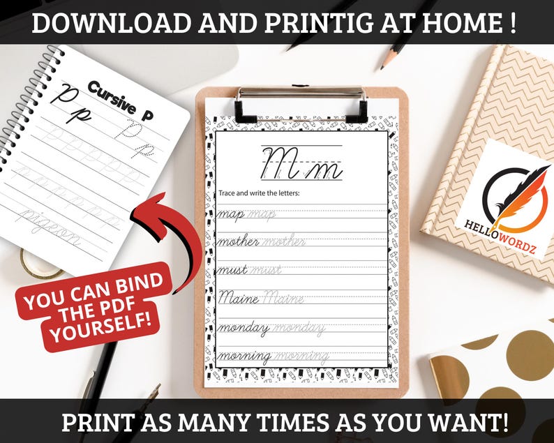 Cursive Tracing Worksheets Practice Writing Letters Alphabet Learning ...