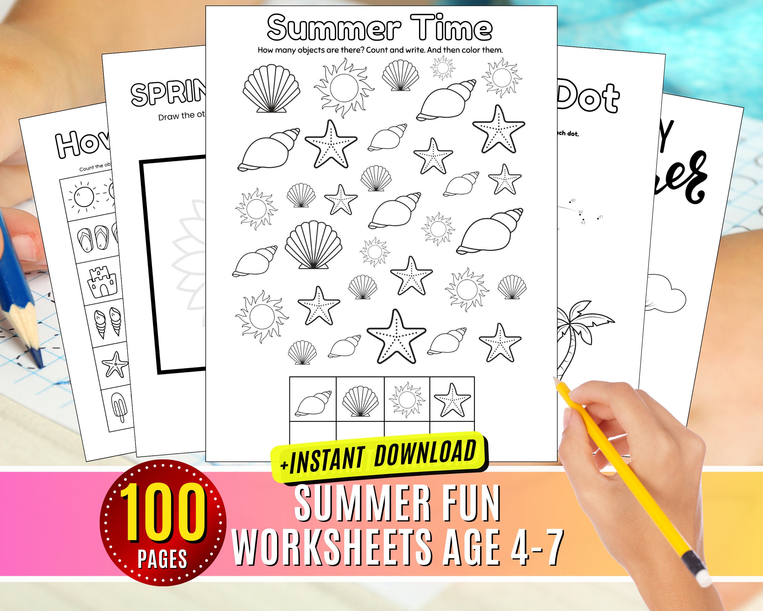 Summer Activity Book for Kids: 100 Pages of Games & Coloring (digital ...