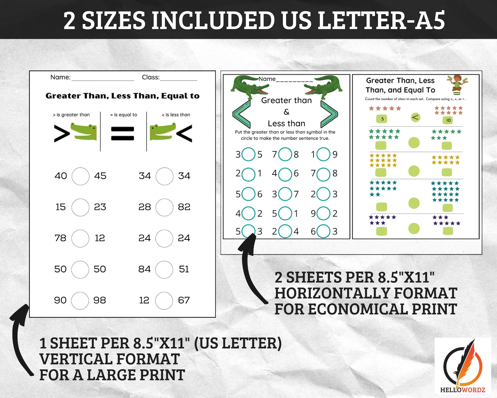 Greater Than Less Than Alligator Equal to Worksheets Comparing Numbers ...