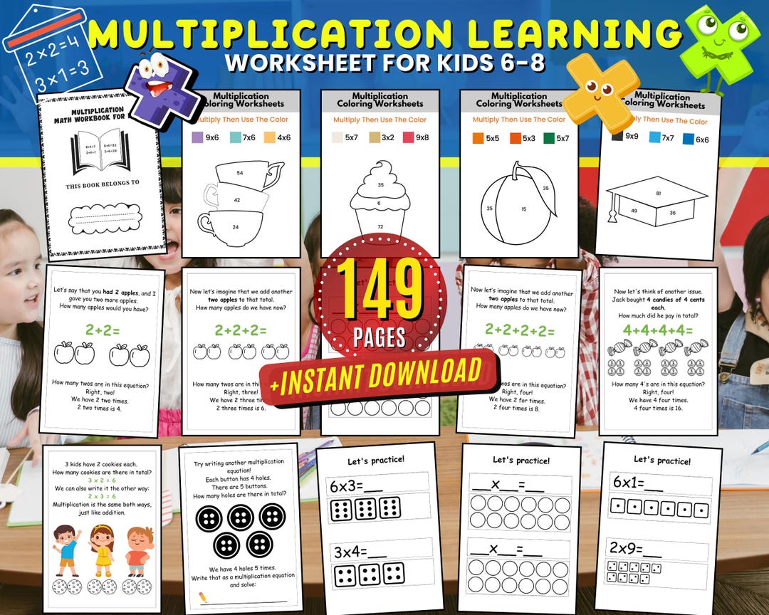Multiplication Learning Practice Facts Worksheets, 8 Times Tables ...