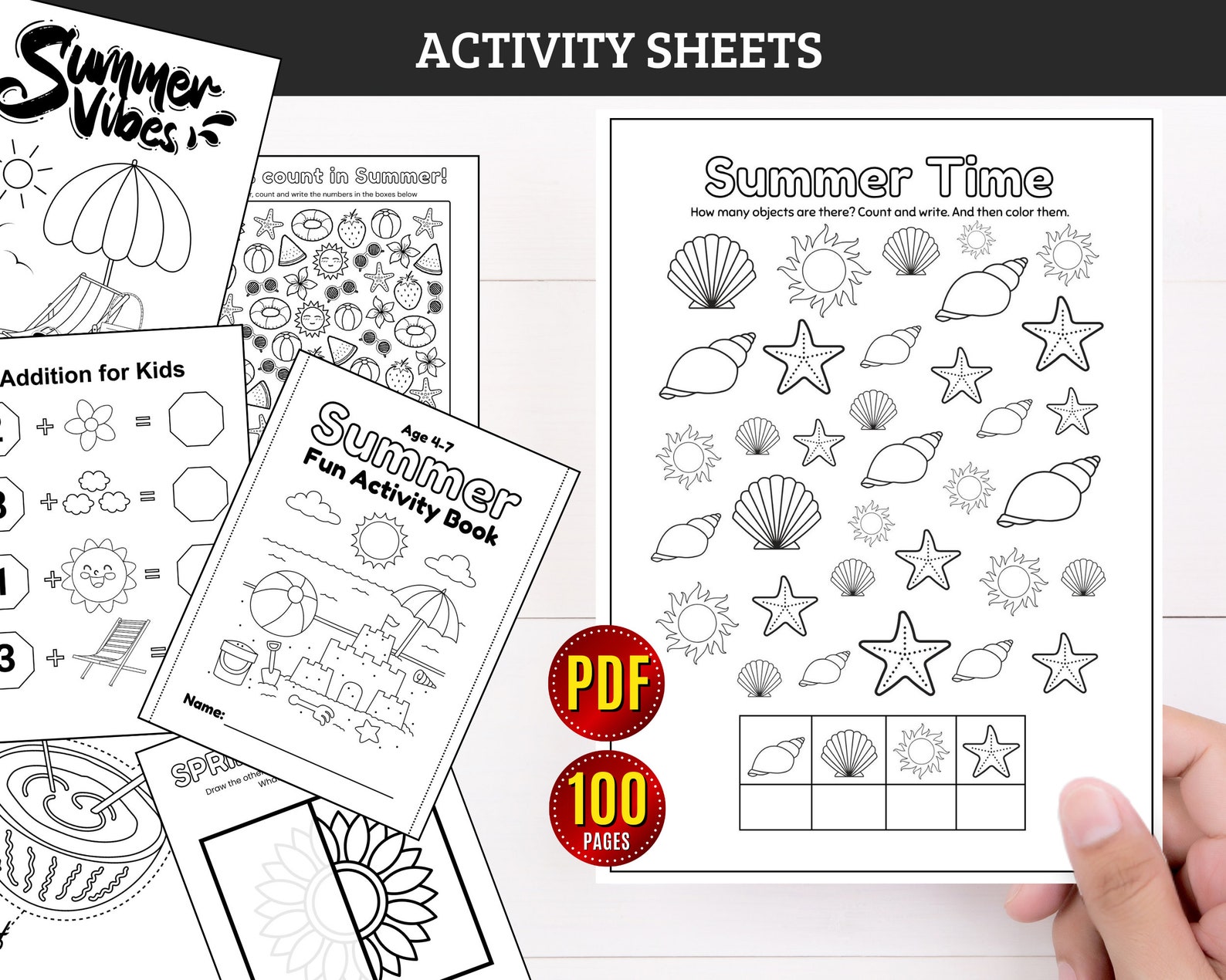 Summer Worksheets for Kids Printable Activities, Coloring Summertime ...
