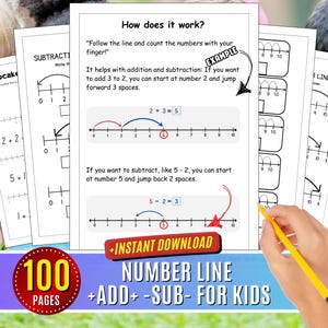 Math Number Line Addition Worksheets Add and Subtraction Practice, Skip ...